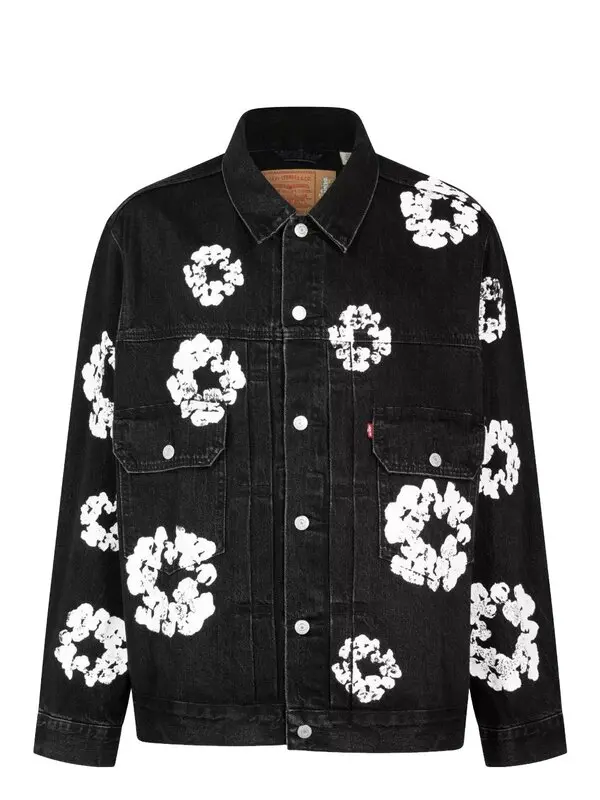 DENIM TEARS X Levi's Wreath-print Denim Jacket - Black