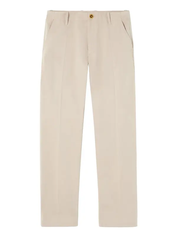 Versace Logo-embroidered Straight-leg Trousers - Neutrals
