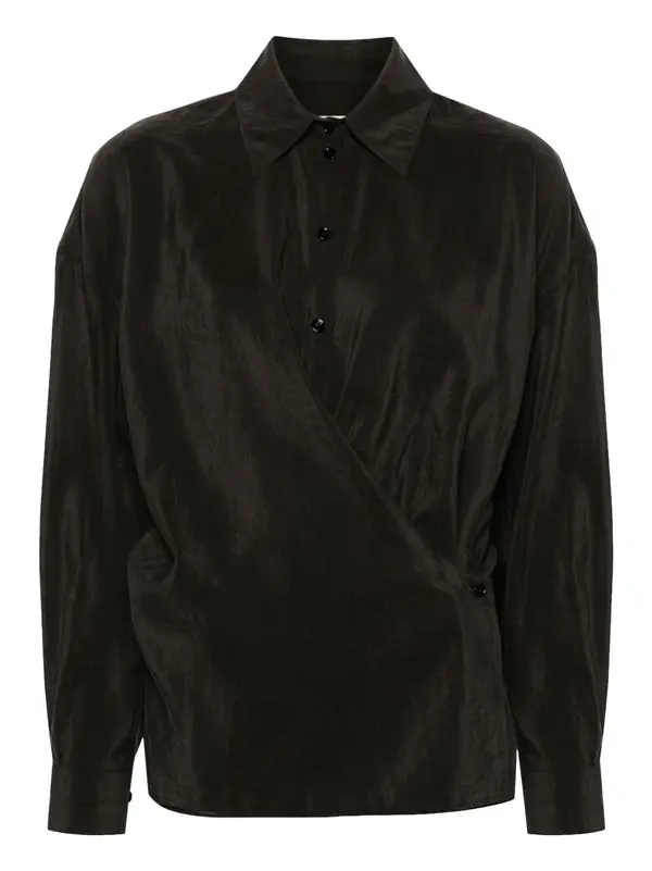 LEMAIRE Straight-collar Twisted Shirt - Brown