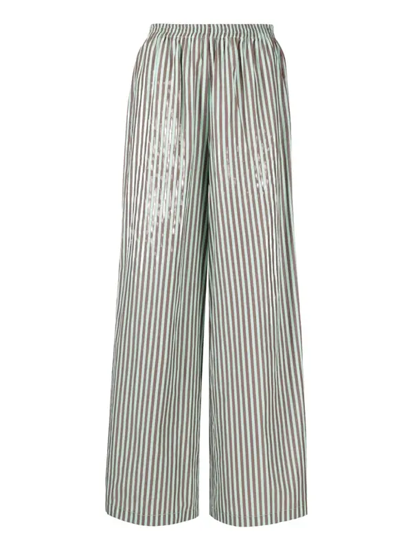FORTE_FORTE Wide-leg Striped Trousers - Brown