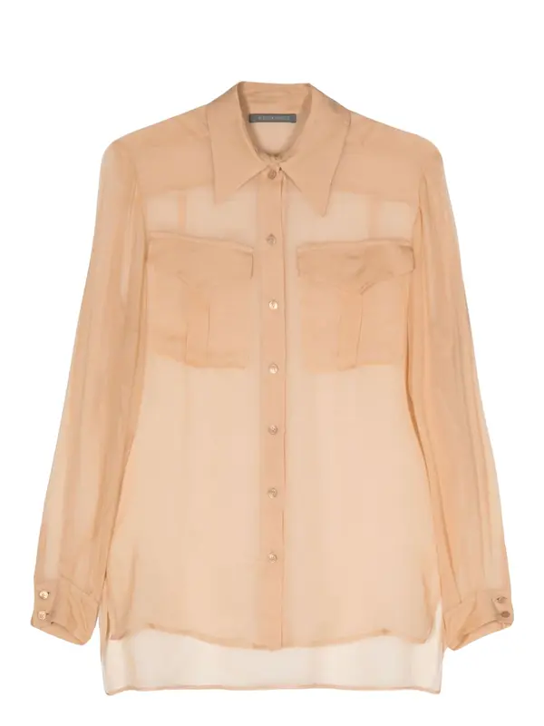 Alberta Ferretti Chiffon Silk Shirt - Neutrals