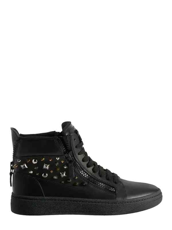 GIUSEPPE ZANOTTI Stud-embellished High-top Sneakers - Black