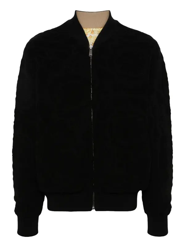Versace Baroque-pattern Reversible Bomber Jacket - Black
