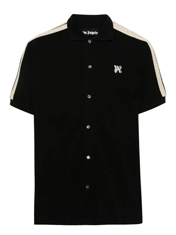 Palm Angels Crochet-detail Cotton Shirt - Black