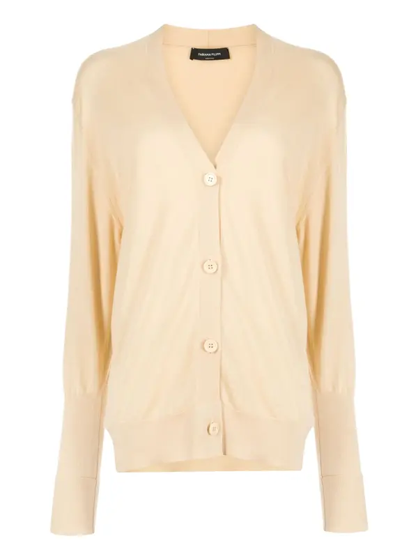 Fabiana Filippi V-neck Long-sleeve Cardigan - Yellow