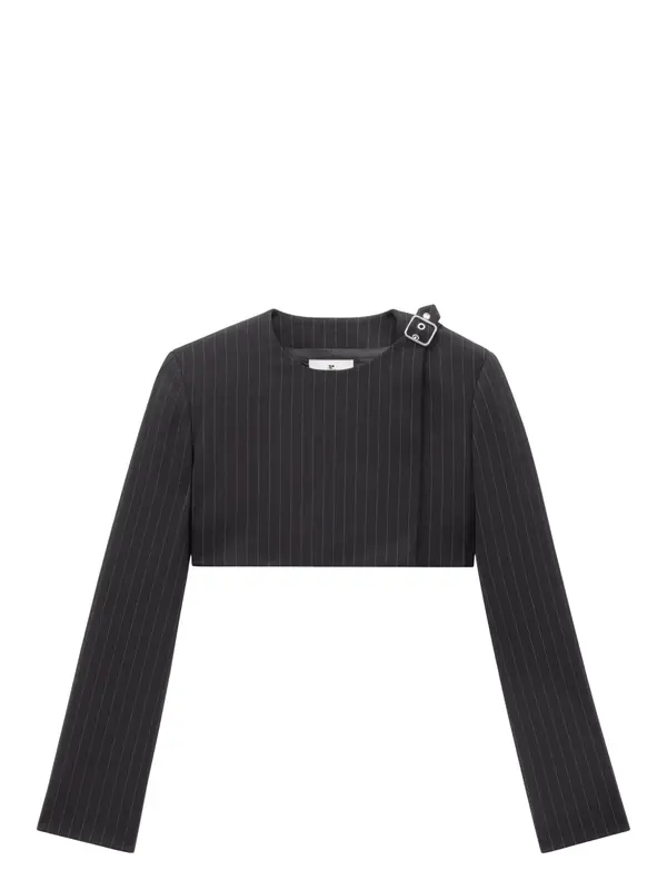 COURREGES Pinstripe-pattern Cropped Jacket - Black