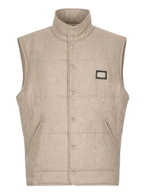 Dolce & Gabbana Logo-plaque Cashmere-blend Gilet - Neutrals