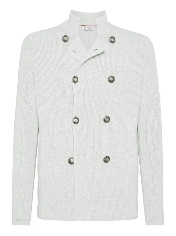 Brunello Cucinelli Double-breasted Cotton Cardigan - Neutrals