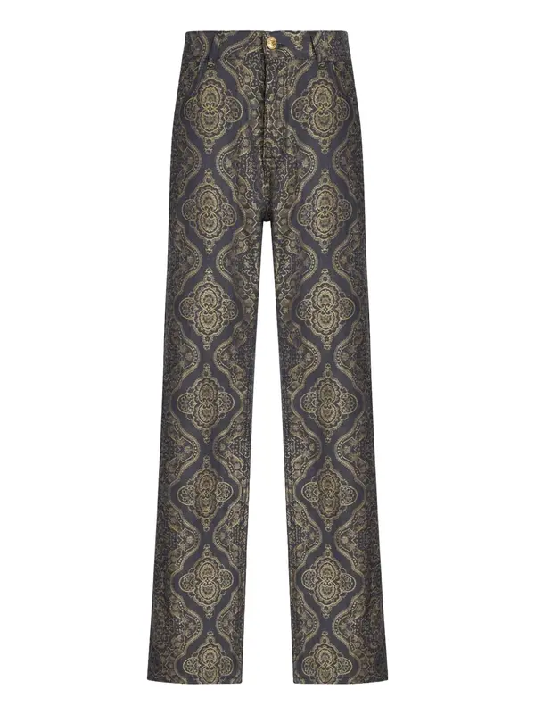 Etro Paisley Jacquard Straight-leg Jeans - Black