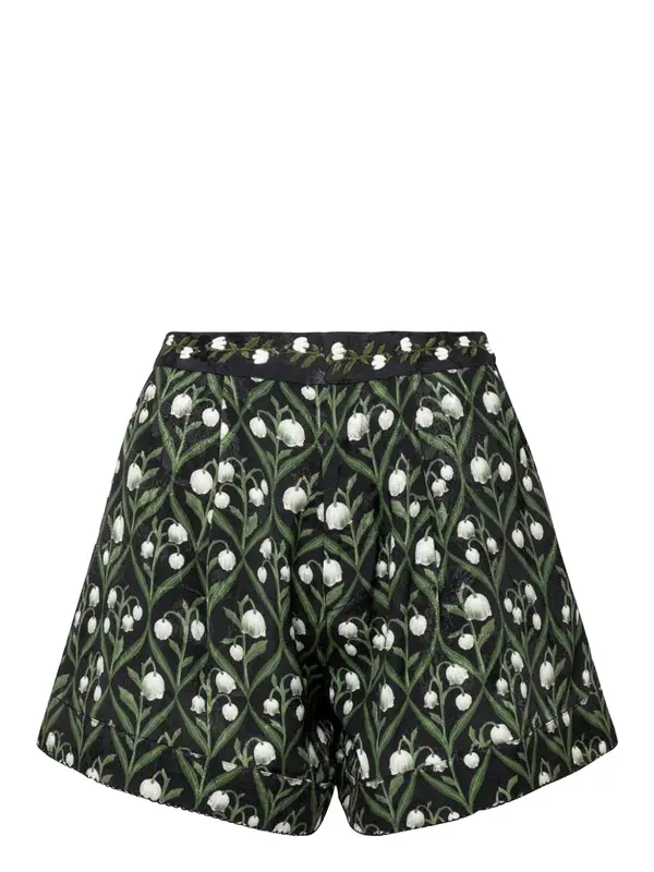 Agua Bendita High-waist Floral Embroidered Shorts - Black