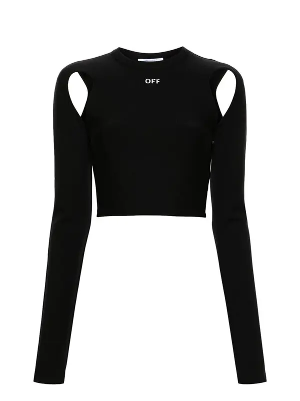 Off-White Cut-out Crop Top - Black