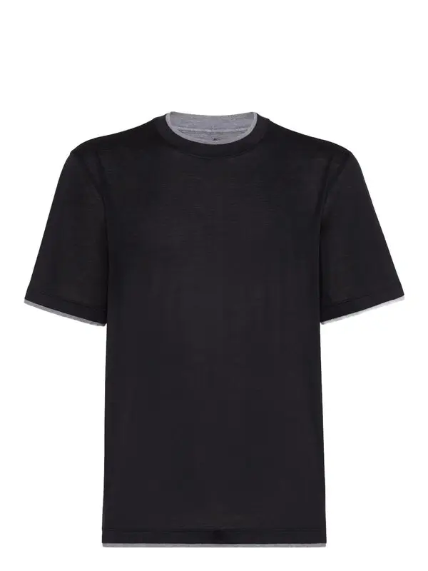 Brunello Cucinelli Layered-effect Silk-cotton T-shirt - Black