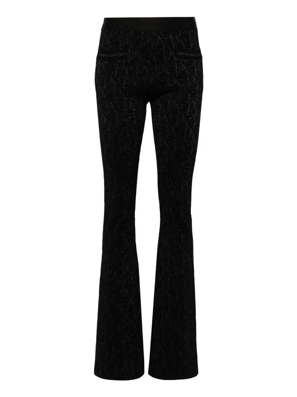 Palm Angels Monogram-jacquard Knitted Flared Trousers - Black