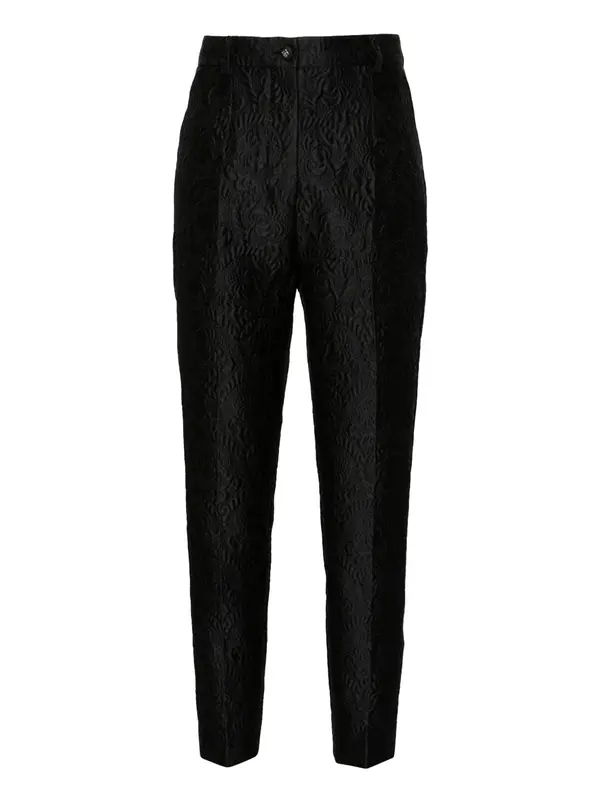 Dolce & Gabbana Floral-jacquard Tailored Trousers - Black