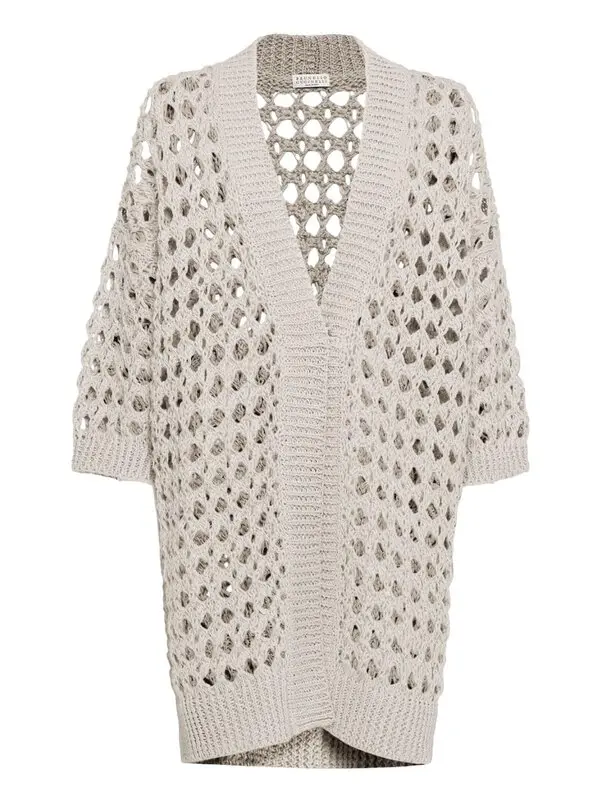 Brunello Cucinelli Open-knit Cardigan - Neutrals