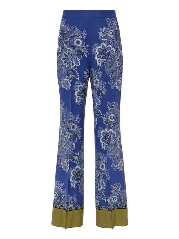 Etro Paisley High-rise Wide-leg Pants - Blue
