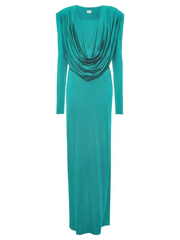 Magda Butrym Draped Jersey Maxi Dress - Green