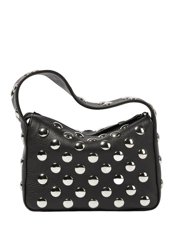Khaite Elena Small Studded Leather Shoulder Bag - Black
