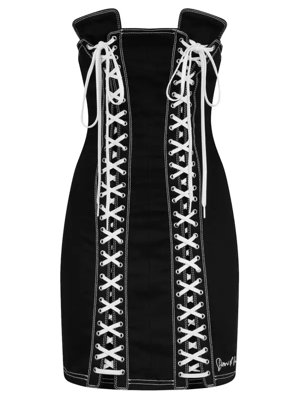 Dsquared2 Lace-up Denim Minidress - Black