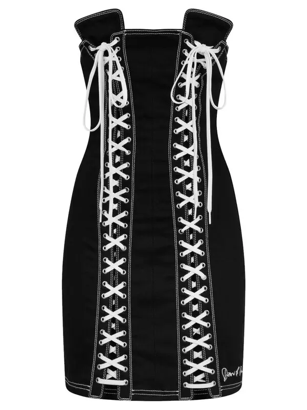 Dsquared2 Lace-up Denim Minidress - Black