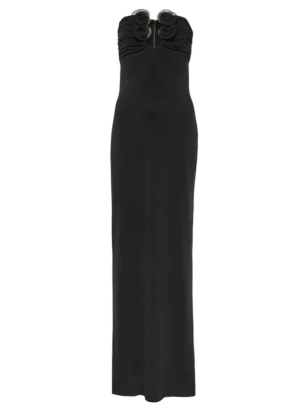 Magda Butrym Floral-appliqué Gown - Black