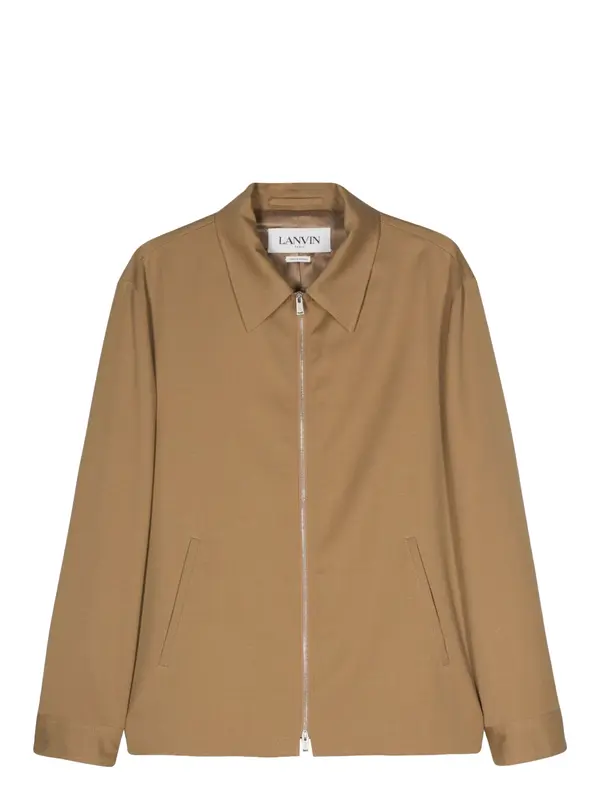 LANVIN Appliqué Logo Wool Jacket - Brown