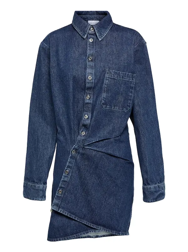 Off-White Asymmetric Denim Shirt Dress - Blue