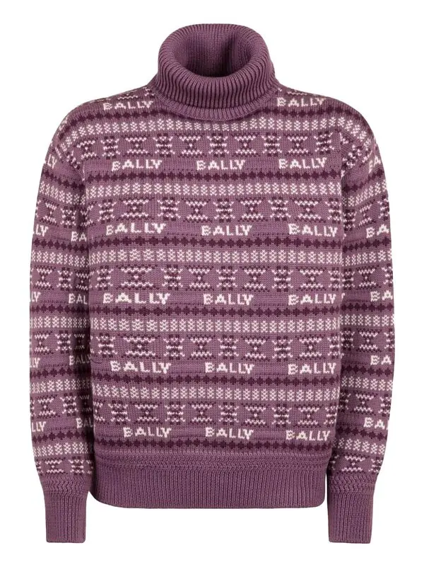 Bally Logo-intarsia Merino Wool Jumper - Purple
