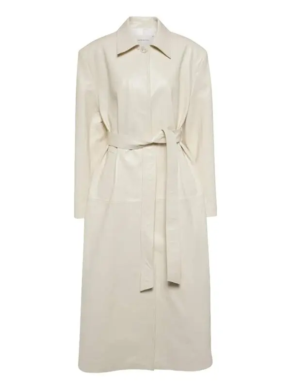 Magda Butrym Single-breasted Leather Coat - White