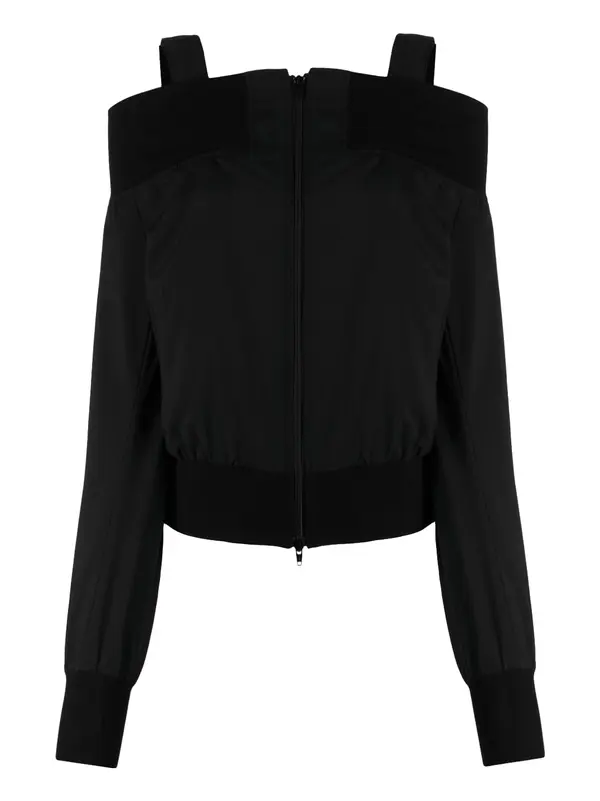 Yohji Yamamoto Off-shoulder Zip-up Jacket - Black