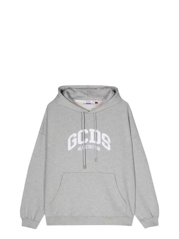 Gcds Logo-embroidered Hoodie - Grey