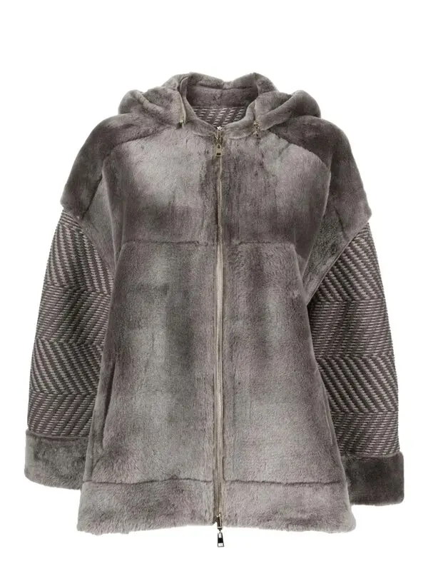 Lorena Antoniazzi Sheepskin Hooded Jacket - Grey