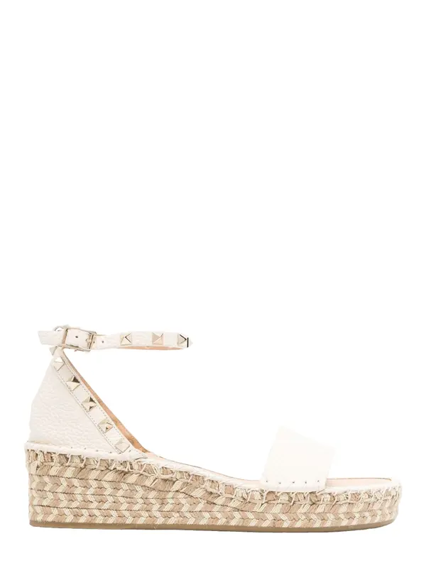 Valentino Garavani Rockstud 55mm Leather Espadrilles - White