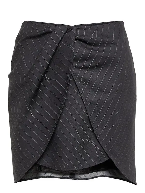 Off-White Pinstripe Wool Blend Miniskirt - Grey