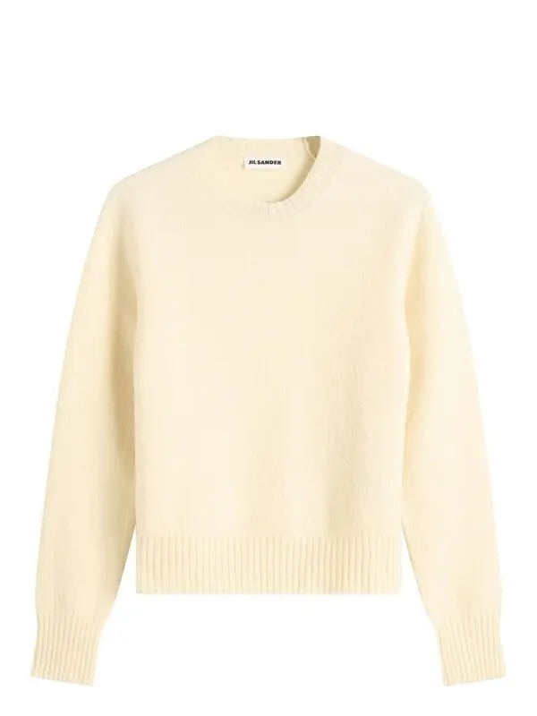 JIL SANDER Lightweight Round Neck Knit Top - Natural