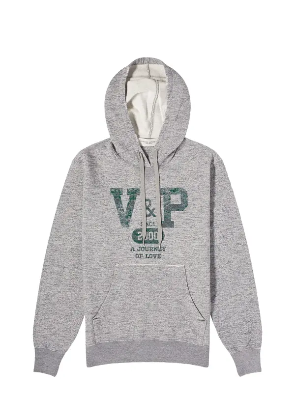 Golden Goose V & P Print Hoodie - Grey Melange/dark Green