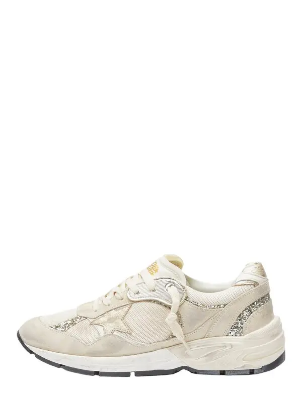 GOLDEN GOOSE Running Dad Leather Sneakers - Seed Pearl/platinum/white