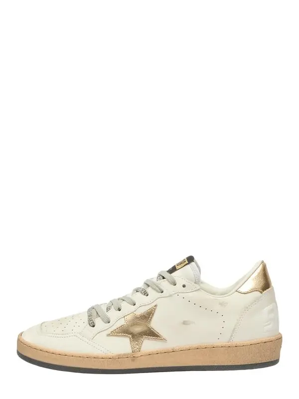 GOLDEN GOOSE Ball Star Leather Sneakers - Milk/gold