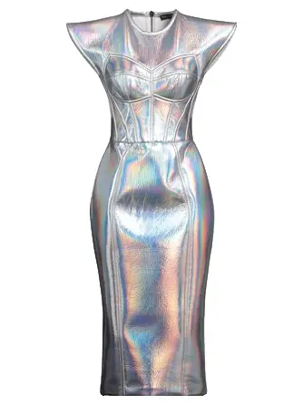 Dolce & Gabbana Metallic Bodycon Midi Dress - Silver