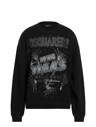 Dsquared2 Fleece Sweatshirt With Rhinestone Detailing - Black