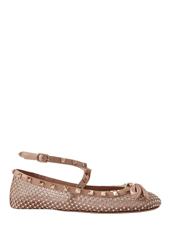 Valentino Garavani Rockstud Crystal-embellished Ballet Flats - Pink