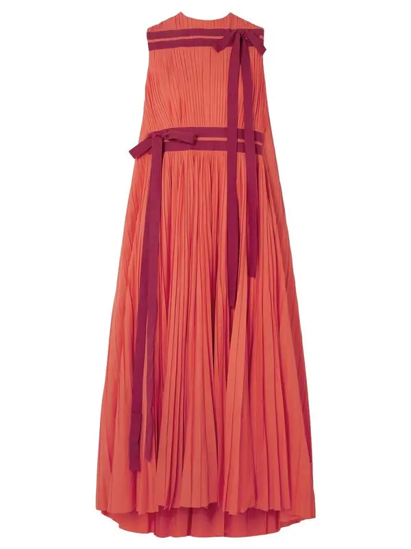 ROKSANDA Calista Cape-effect Pleated Poplin Maxi Dress - Orange