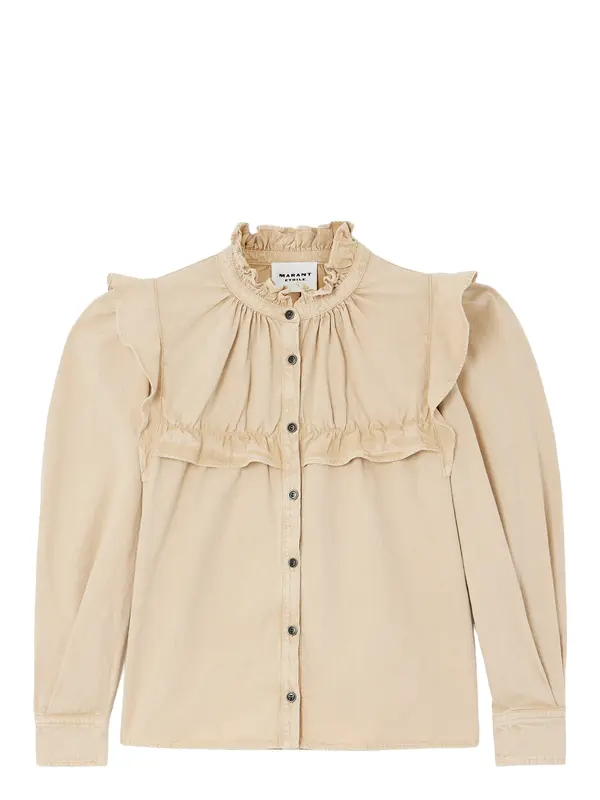 MARANT ETOILE Idety Cotton-chambray Blouse - Neutrals
