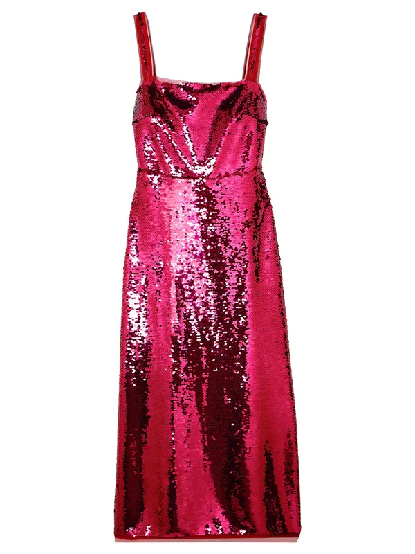 MOLLY GODDARD Miranda Sequined Tulle Midi Dress - Pink