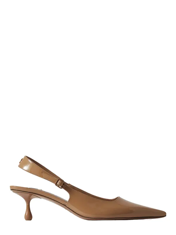 JIMMY CHOO Amel 50 Patent-leather Slingback Pumps - Neutrals