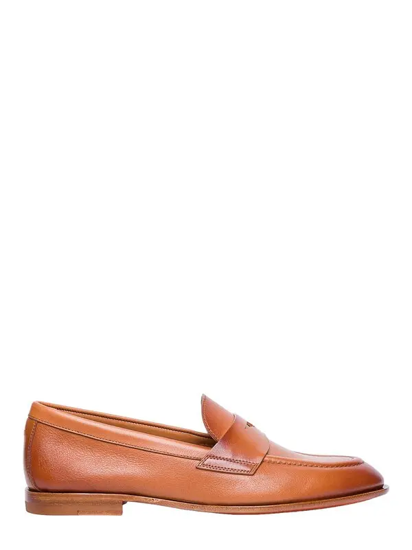 Santoni Calf Leather Loafers - Light Brow