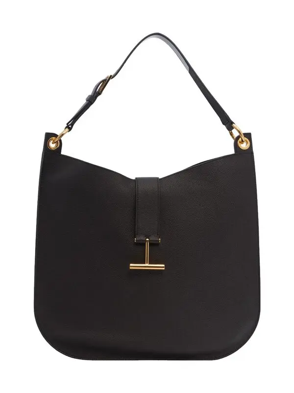 TOM FORD Large Tara Leather Hobo Bag - Espresso