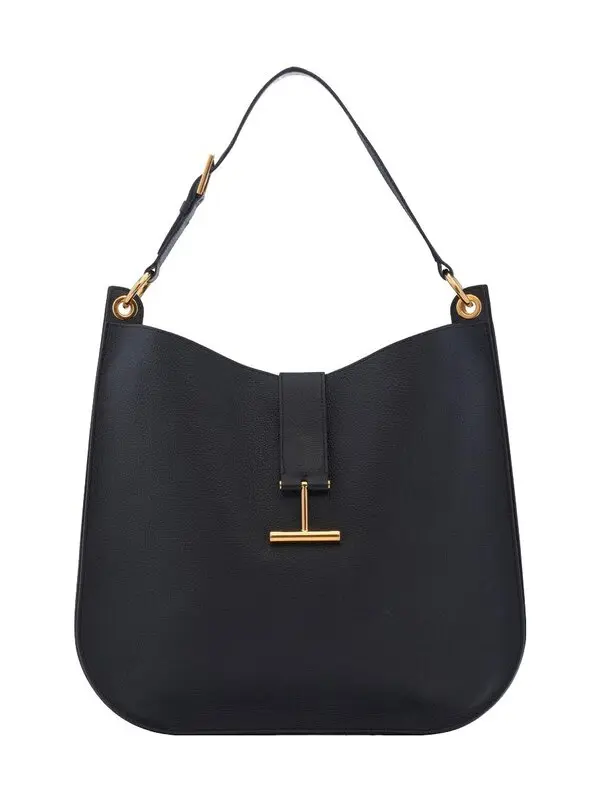 TOM FORD Large Tara Leather Hobo Bag - Naa Black