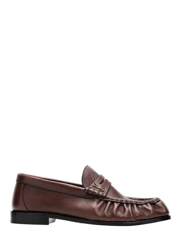 Saint Laurent Le Leather Penny Loafers - Paris Brown
