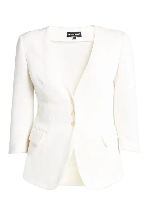 Giorgio Armani Viscose Blend Blazer - Solid White